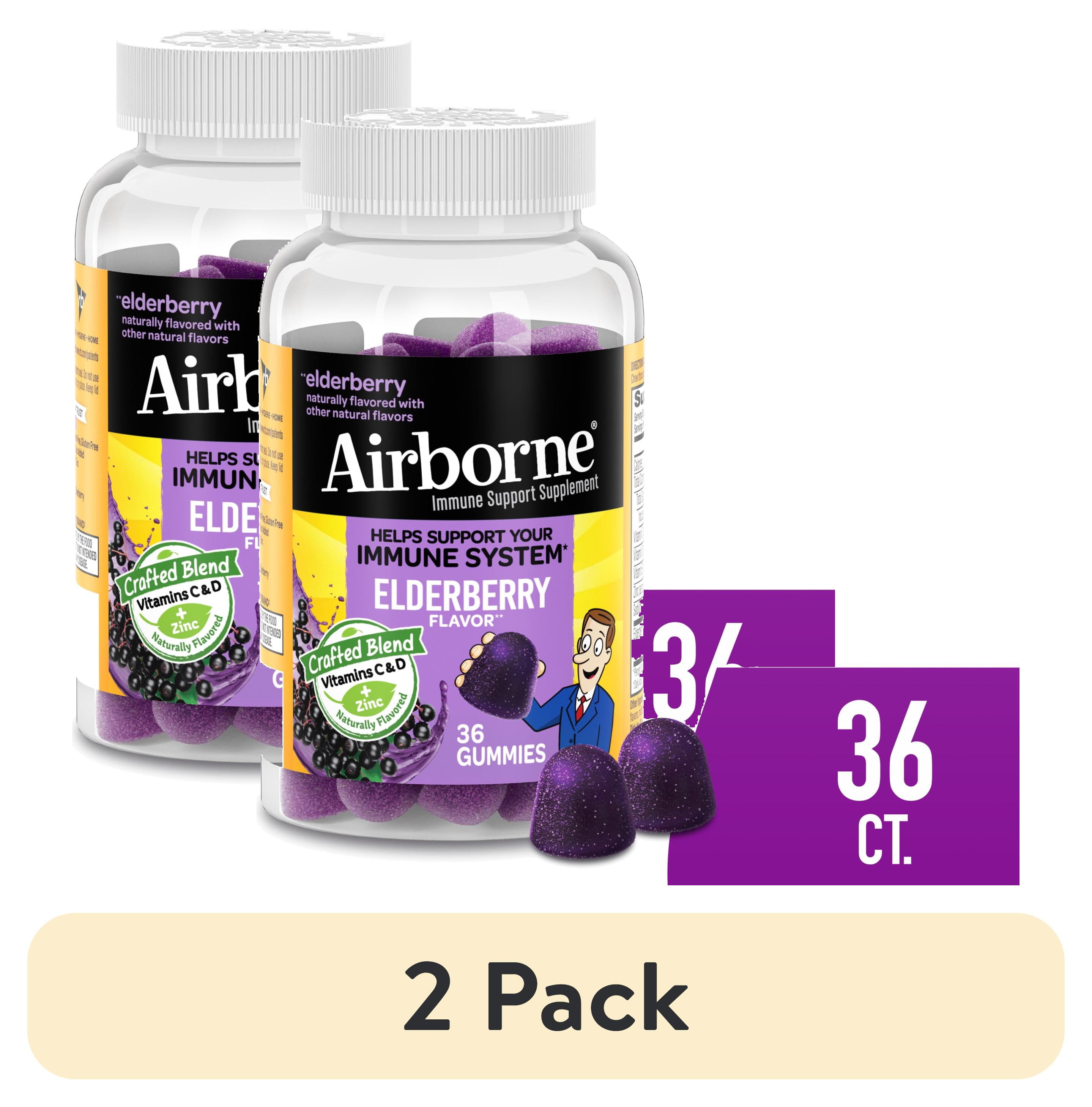 (2 pack) Airborne Vitamin C & Zinc Immune Support Gummies, Multivitamin ...