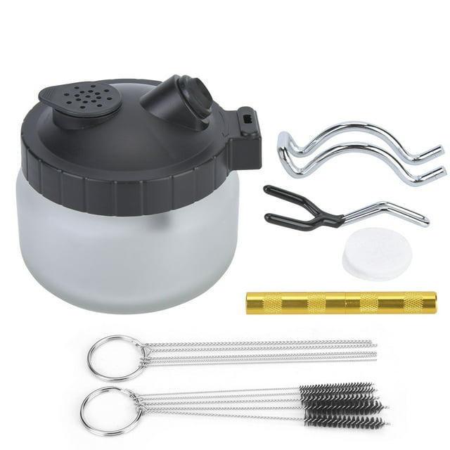 Airbrush Cleaning Pot Glass Steel and Plastic Made Paint Cleaning Jar ...