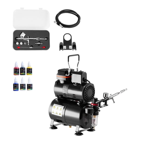 Professional Airbrush Kit with 1/6 HP Air Compressor and Tank Dual ...