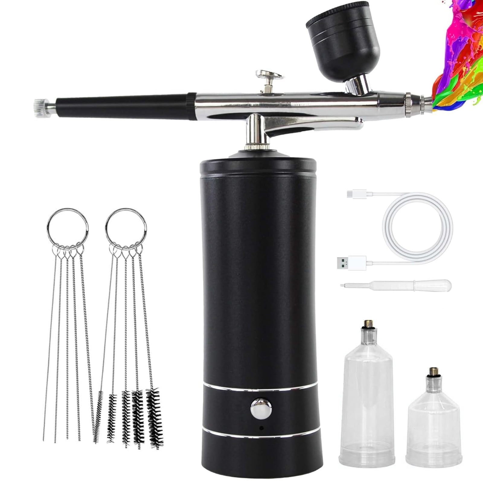 Airbrush Kit Auto Handheld Airbrush Gun with 0.3mm Tip, Rechargeable ...
