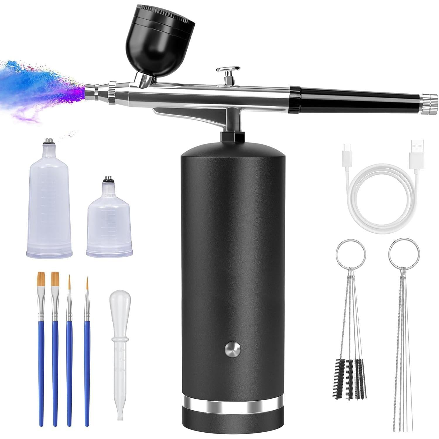 Airbrush Kit With Compressor - 48PSI Rechargeable Cordless Non-Clogging ...