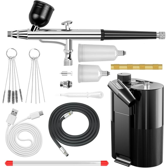Airbrush Kit with Compressor High Pressure Air Brush Set Non-Clogging ...