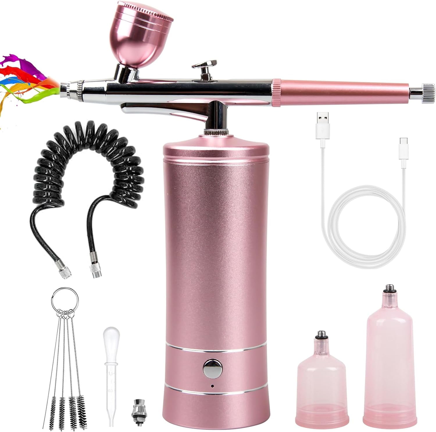 Airbrush Kit with Compressor, Rechargeable Auto Handheld Airbrush Gun ...