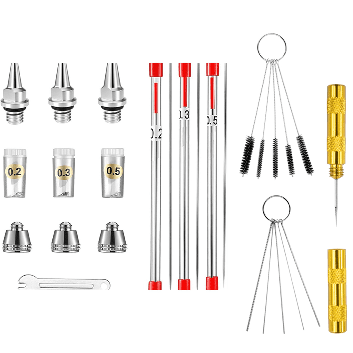 Airbrush Nozzle Needle Nozzle Cap Kit Airbrush Replacement Parts for ...