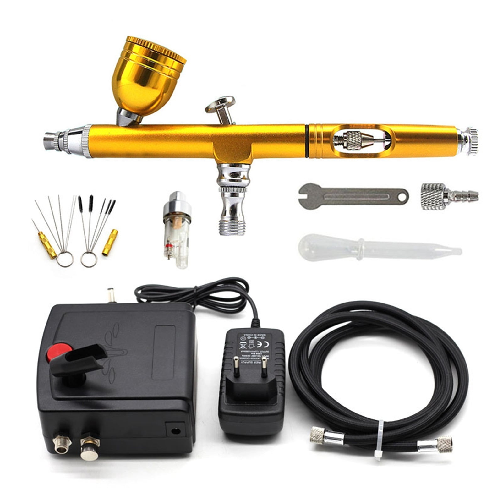 Airbrush Sets Gold 0.3mm Airbrush With Mini Compressor No Automatic ...