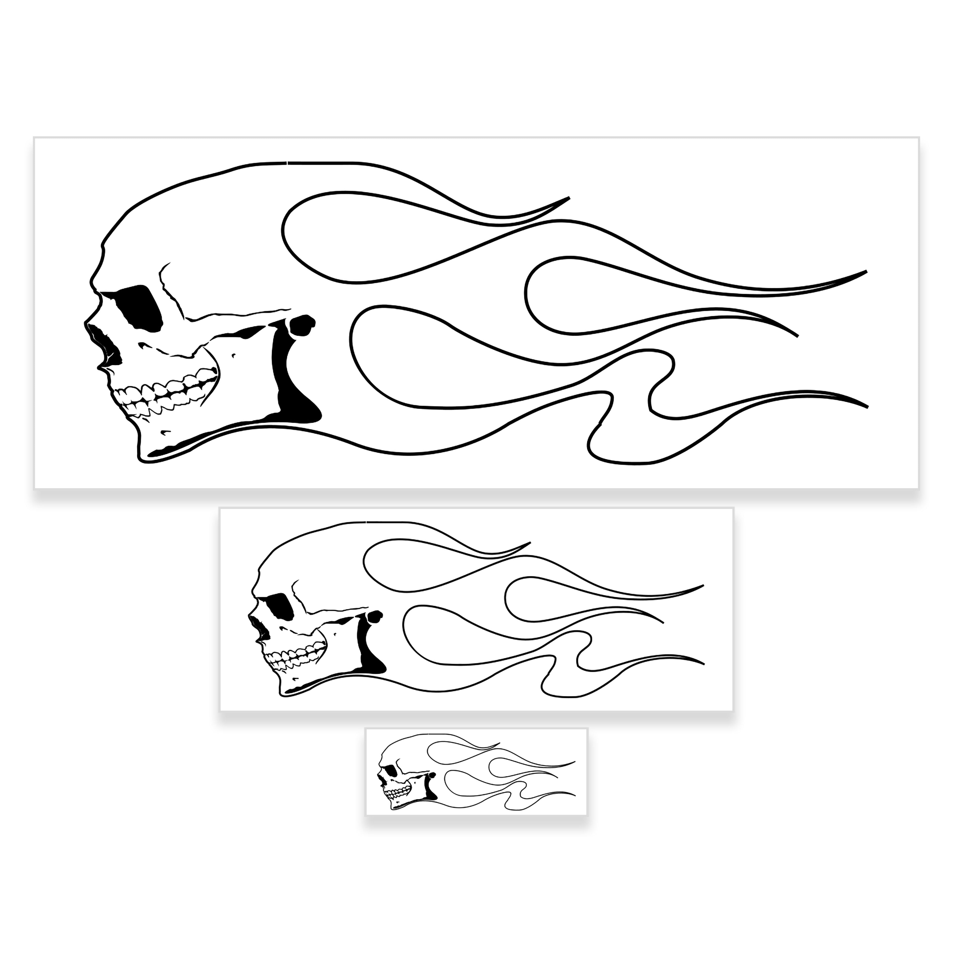 Airbrush Skull Fire Flame Stencil Set (Skull Design #1 in 3 Scale Sizes ...
