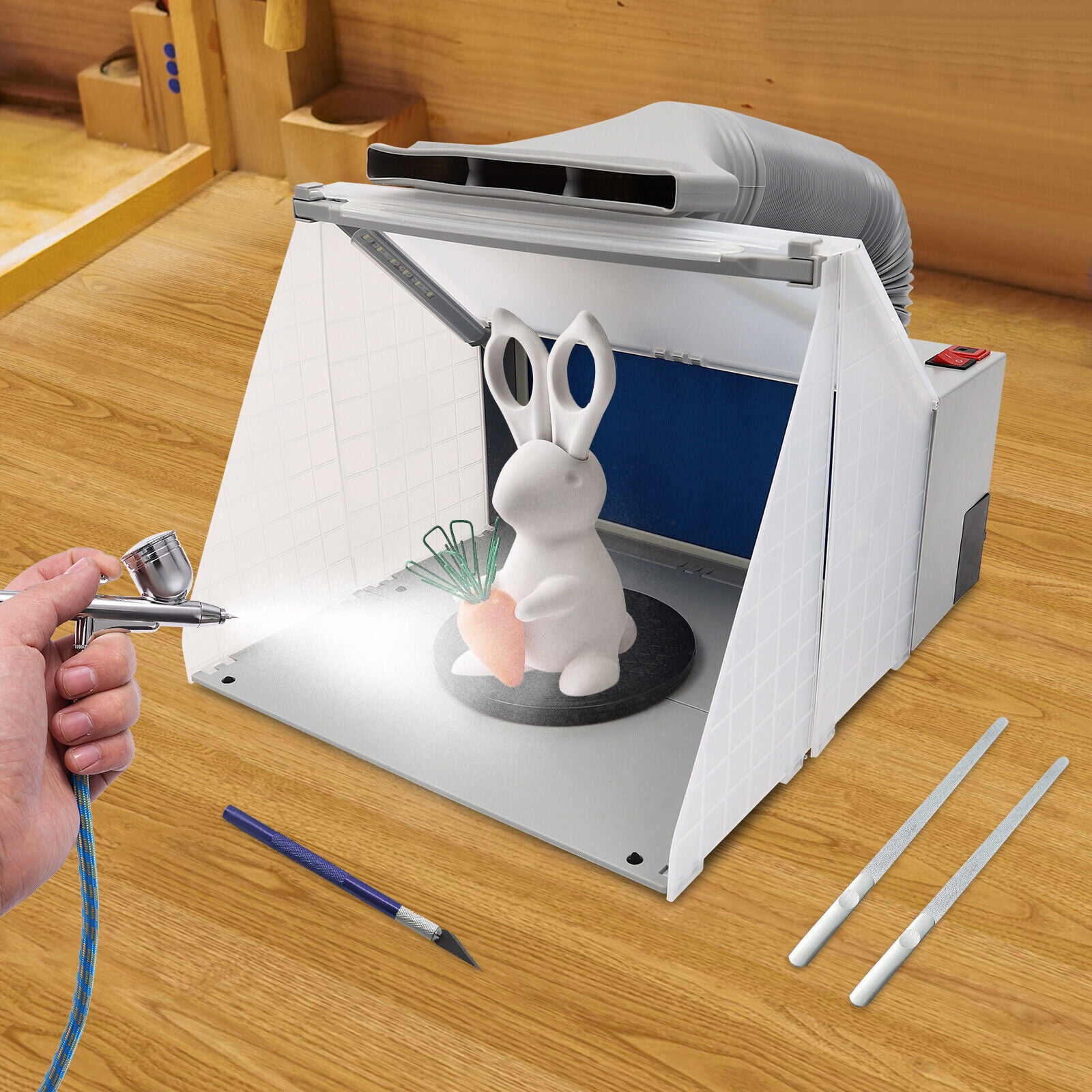 Airbrush Spray Booth Kit With LED Light & Filter Hose for Model ...