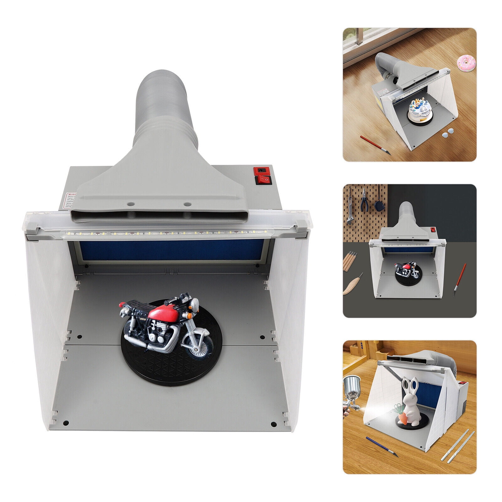 Airbrush Spray Booth with LED Light Spray Painting Workbench for Model ...