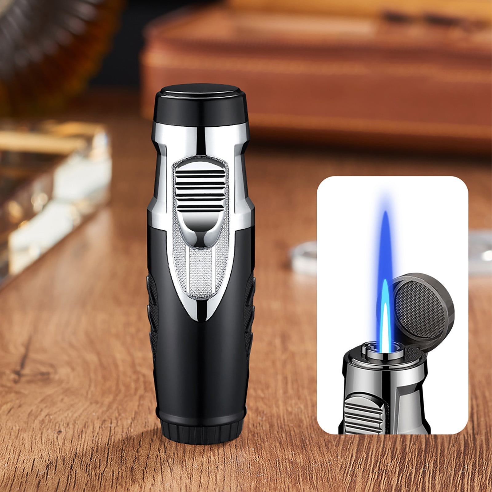 Airbrush Windproof Inflatable Lighter - Windproof Direct-Injection Dual Flame Lighter, Portable ...