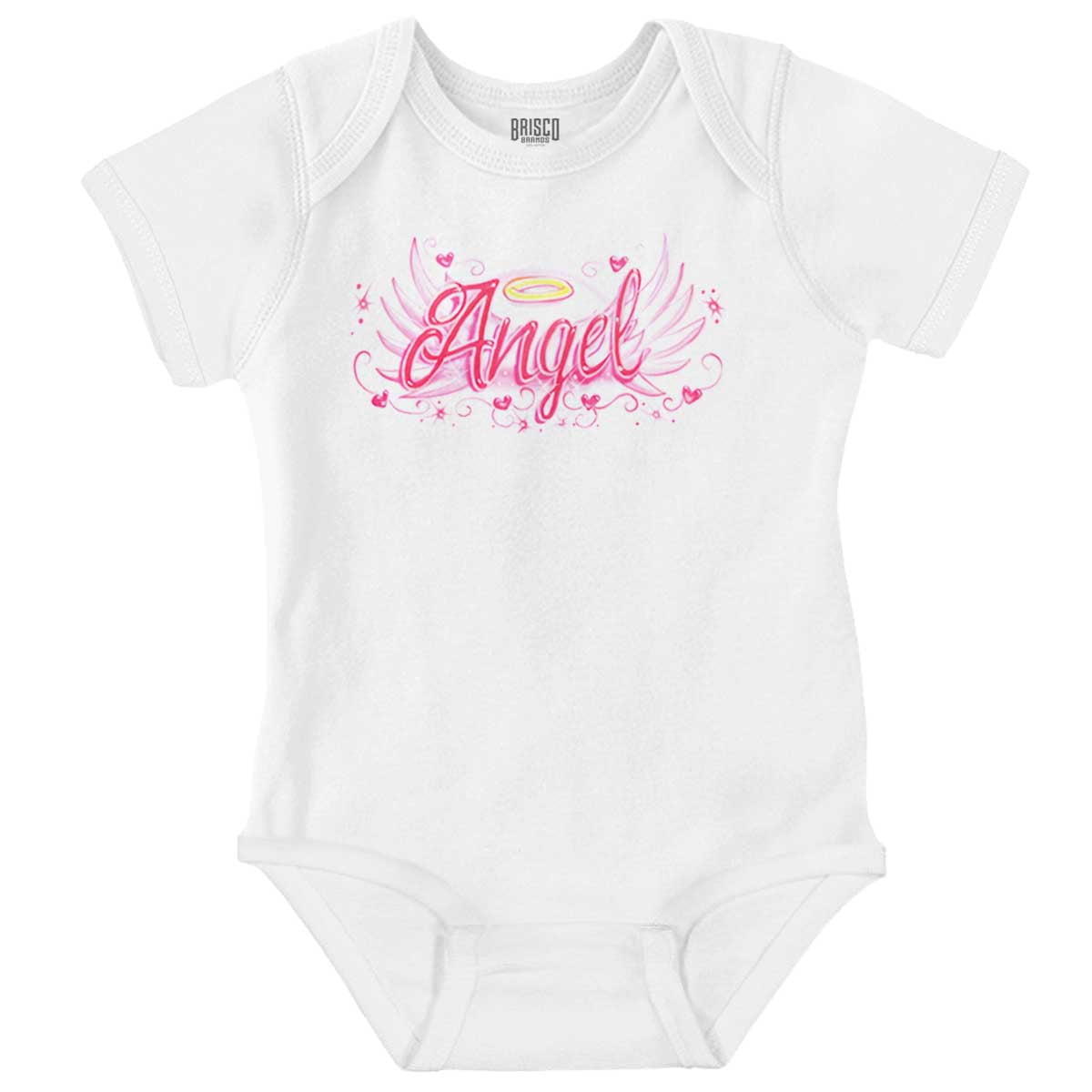 Airbrushed Angel Wings Halo Hearts Bodysuit Jumper Girls Infant Baby ...