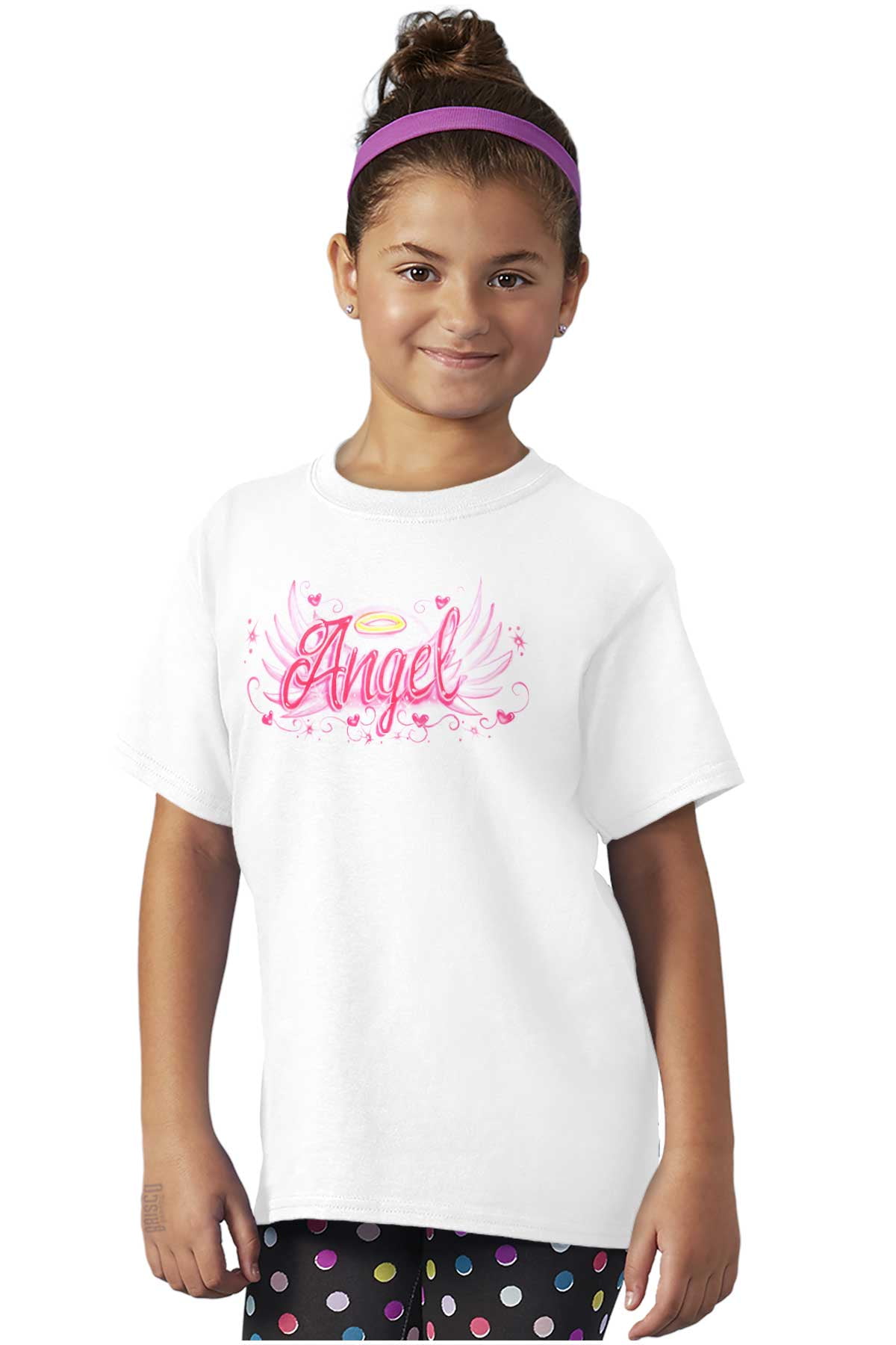 Airbrushed Angel Wings Halo Hearts Girls Kids T Shirt Tees Teen Brisco ...