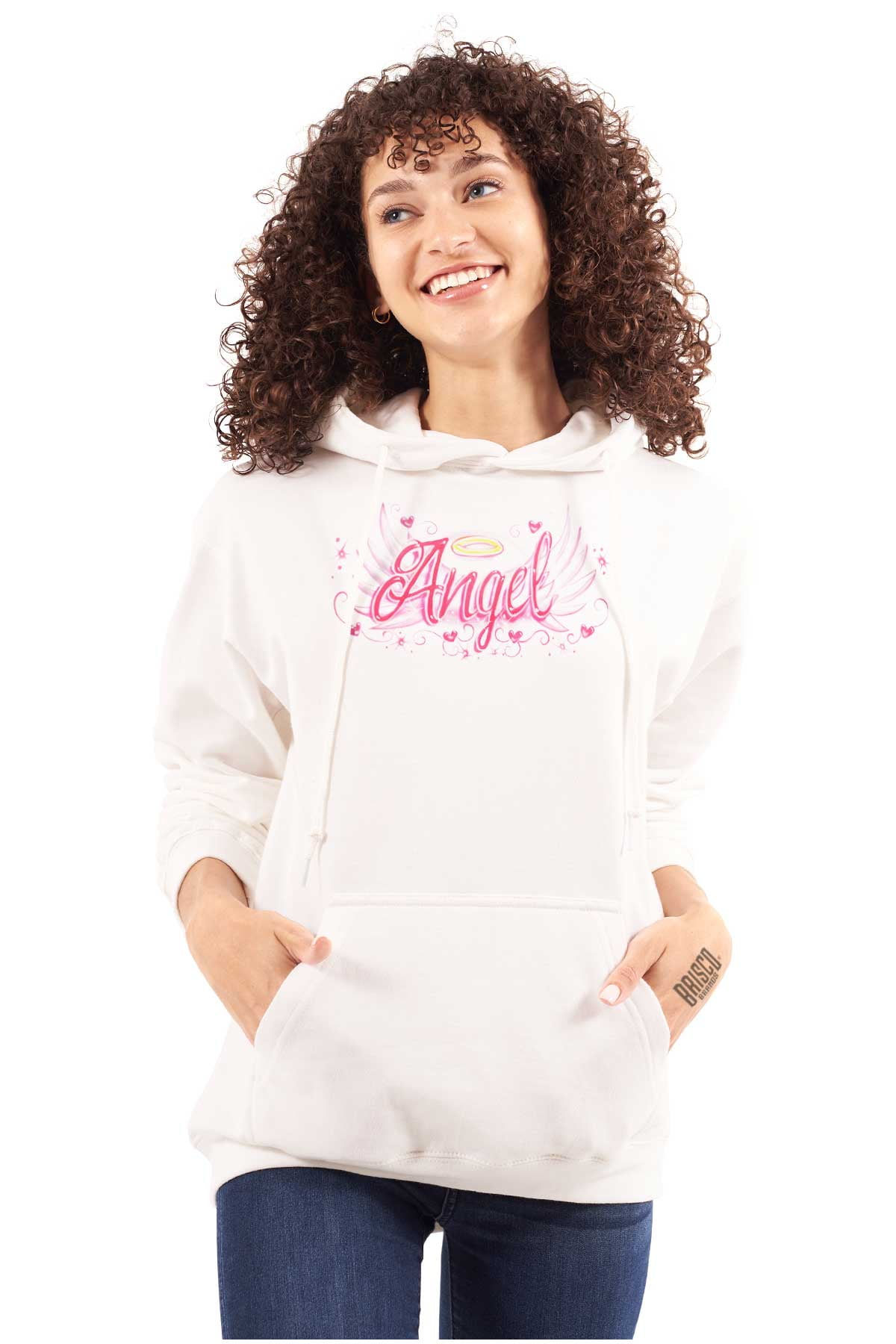 Airbrushed Angel Wings Halo Hearts Women Plus Size Graphic Pullover ...