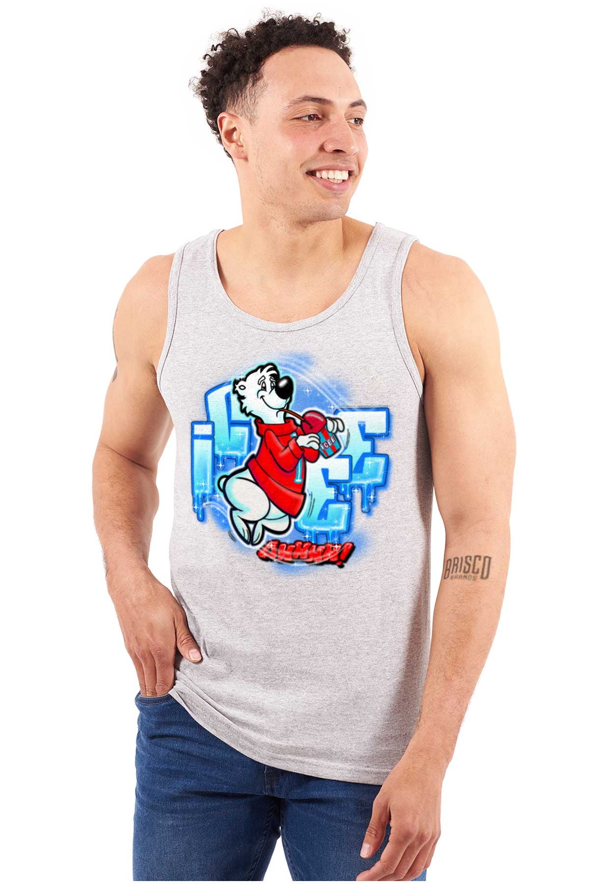 Airbrushed Bear Mascot Icee Ahh Tank Top T Shirts Men Women Brisco ...