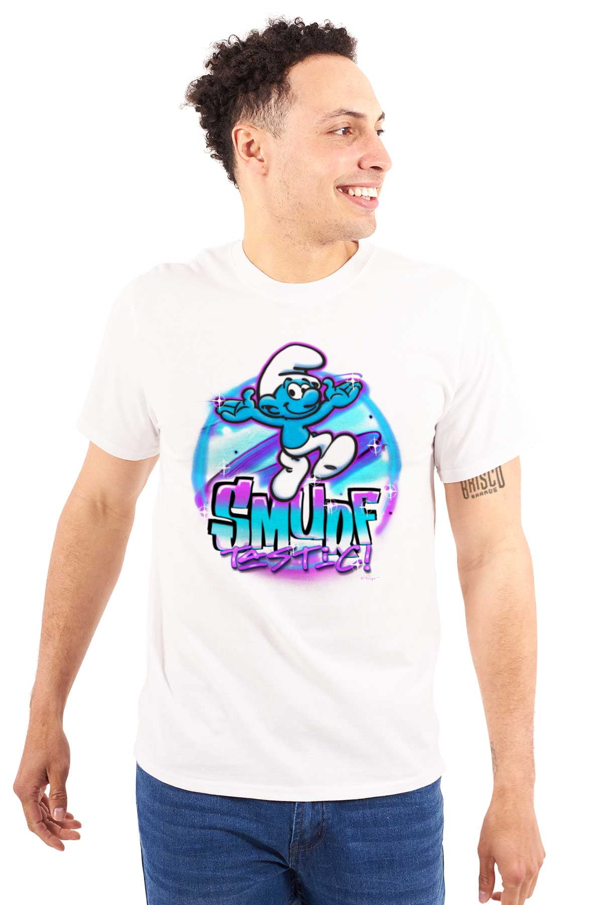 Airbrushed Cartoon Smurf Tastic Unisex Plus Size Graphic Tee Brisco ...