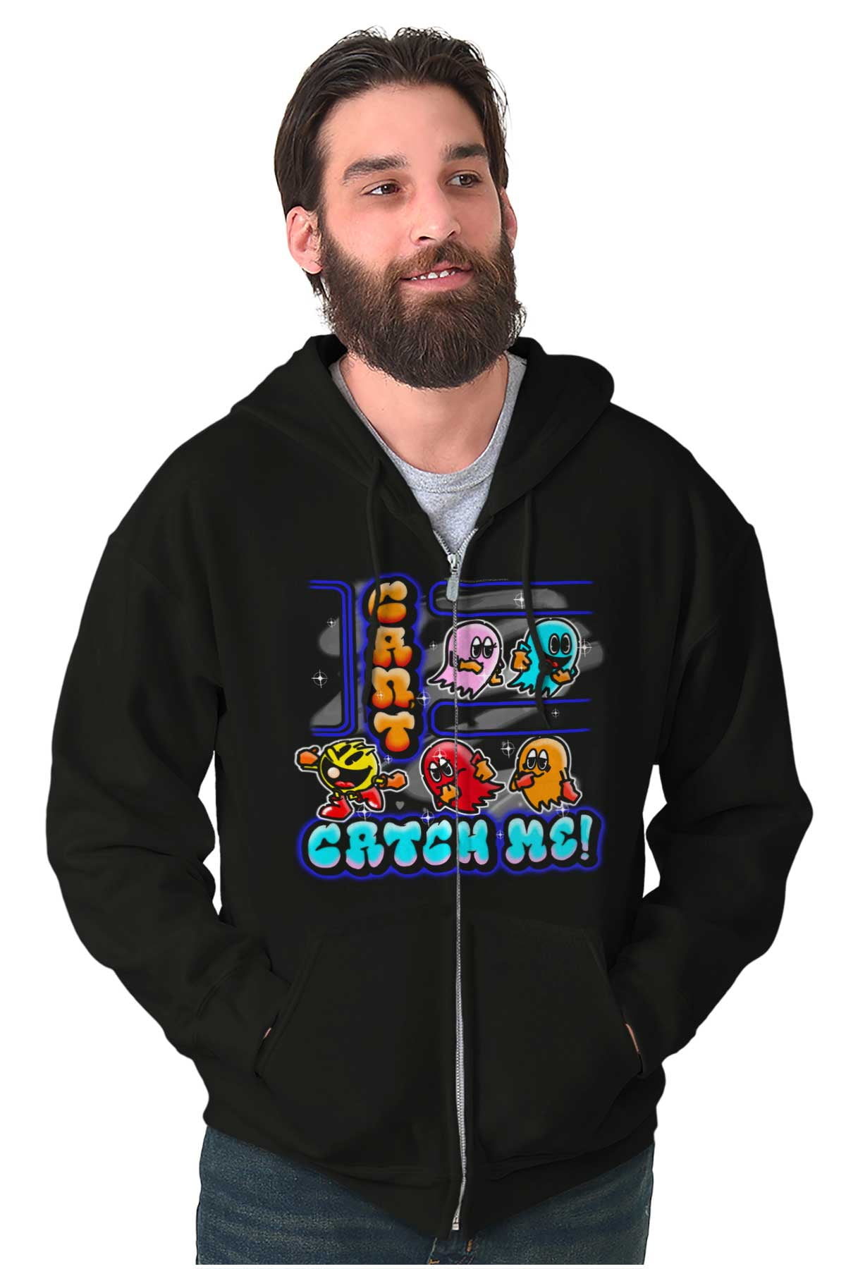 Airbrushed PACMAN Can't Catch Me Unisex Plus Size Zip Hoodie Brisco ...