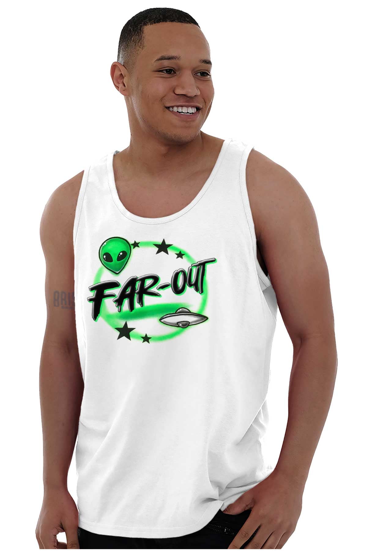 Airbrushed Space Alien UFO Far-Out Tank Top T Shirts Men Women Brisco ...