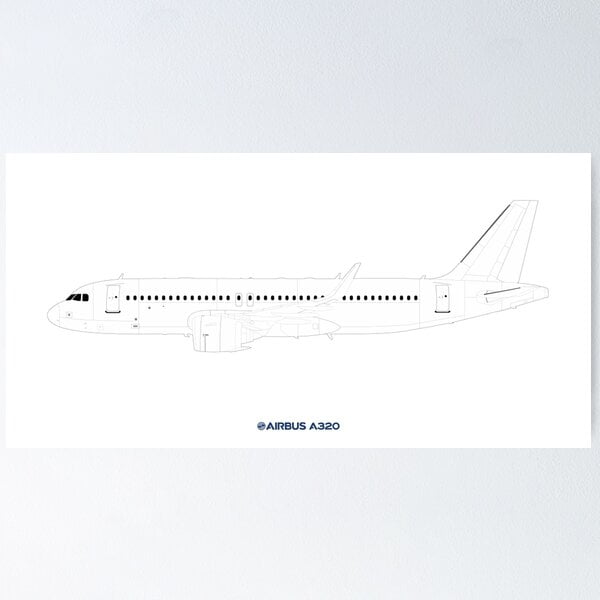 Airbus A320 Drawing Poster Wall Art, Modern Wall Decor For Living Room ...