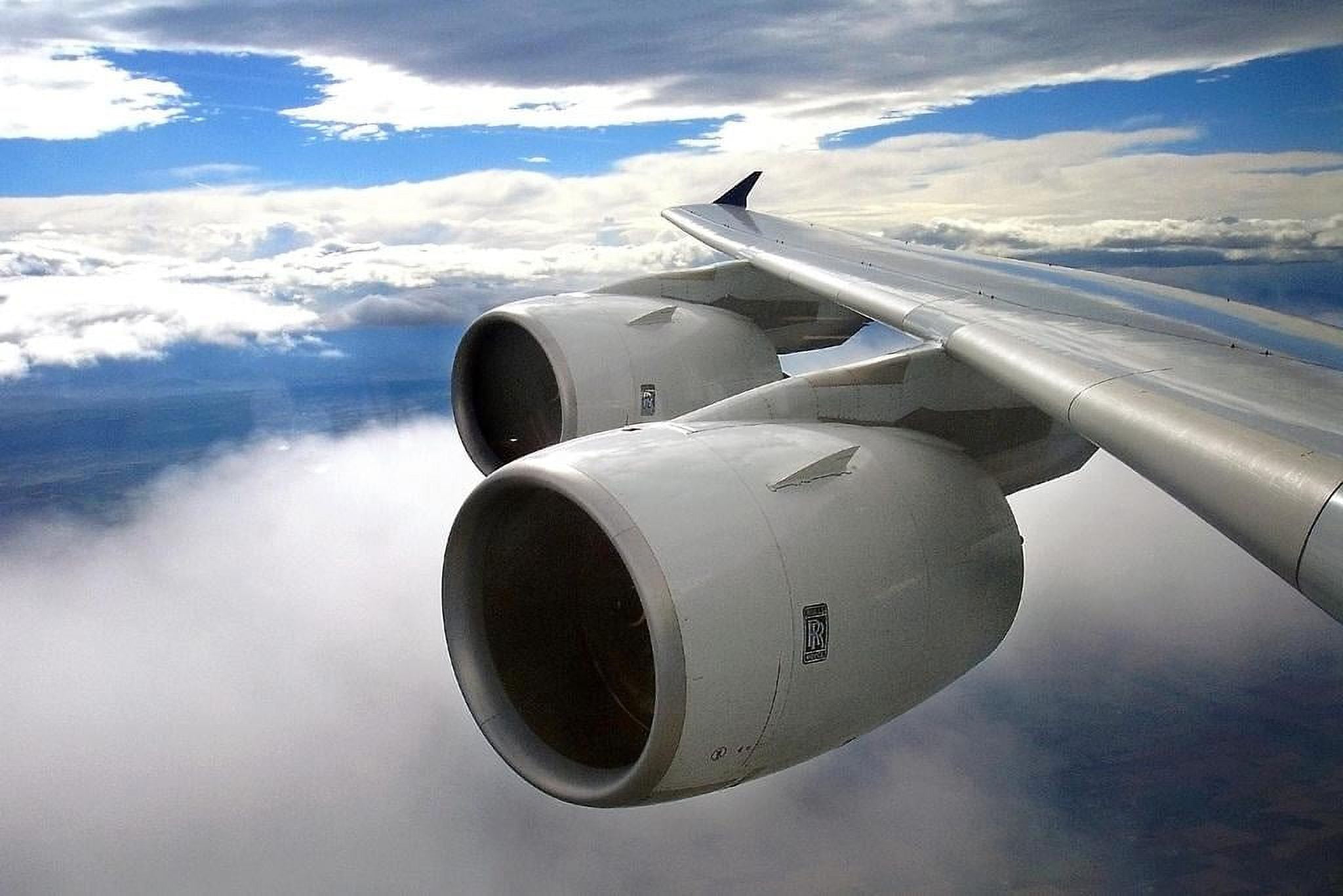 Airbus A380 Wing and Engines Close Up in Flight Photo Photograph Cool ...