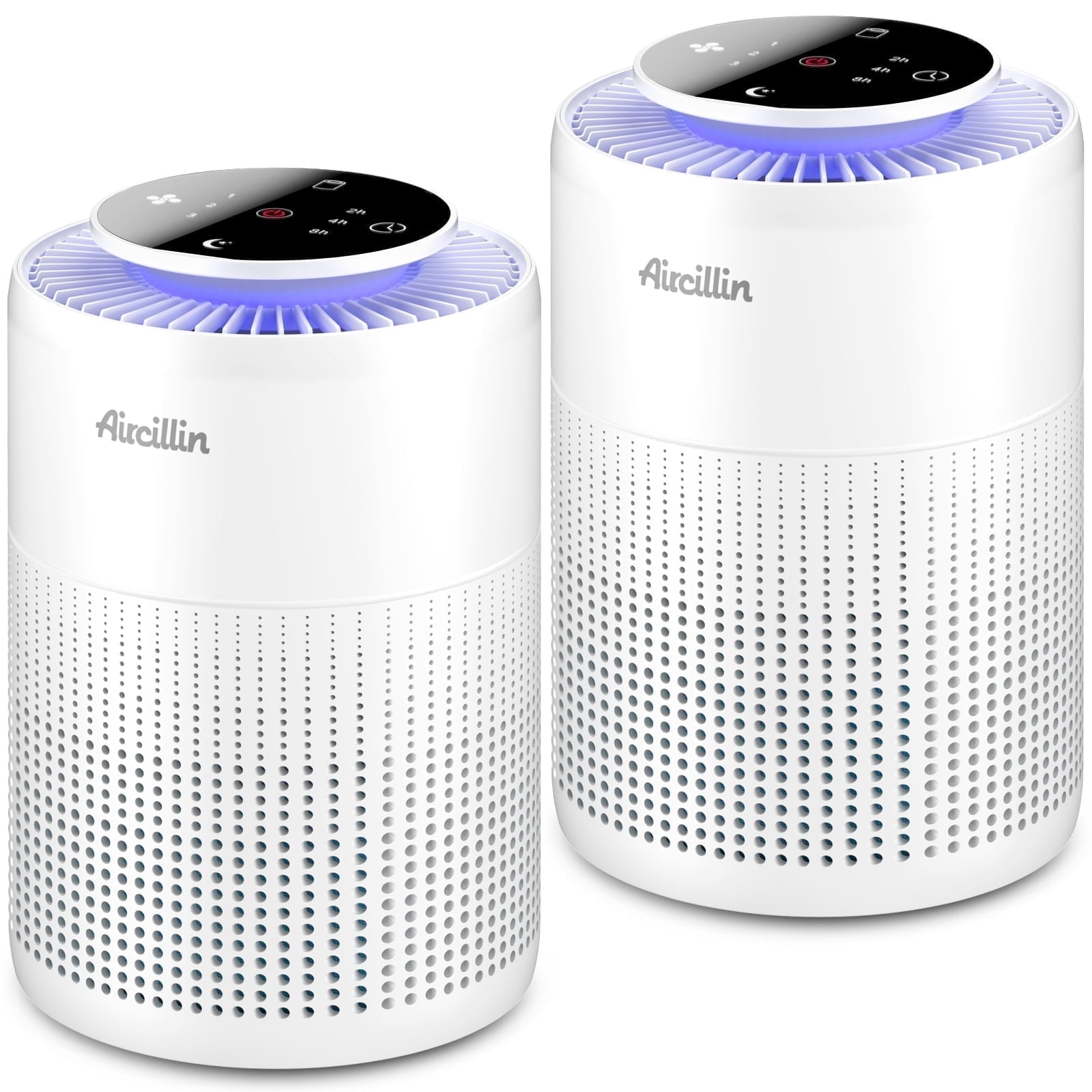 Aircillin AP070B HEPA Air Purifier for Rooms up to 765 Sq ft, White, 2 ...