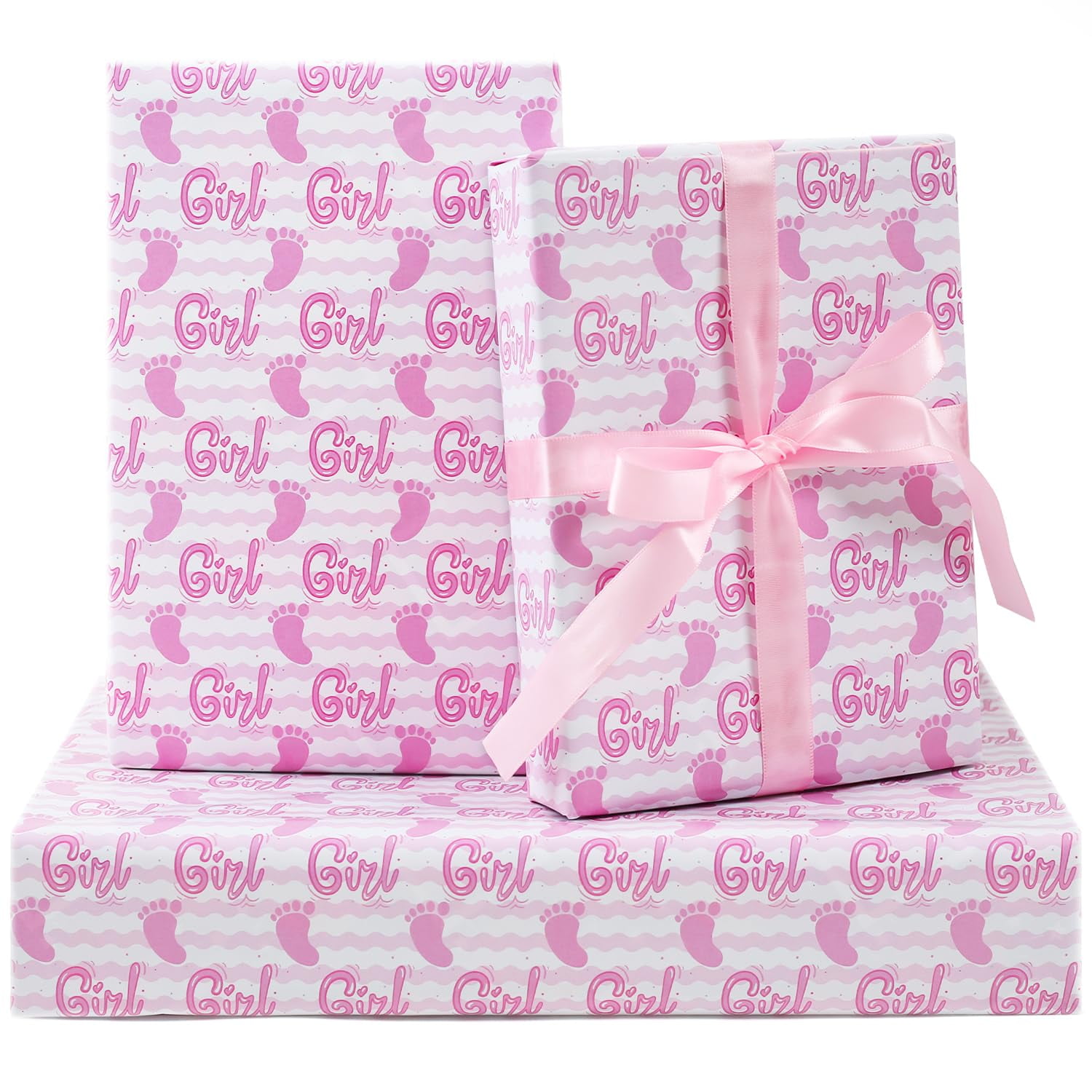 AircooL Girl Wrapping TSF6 Paper, It's a Girl Girl Feet Pink White ...