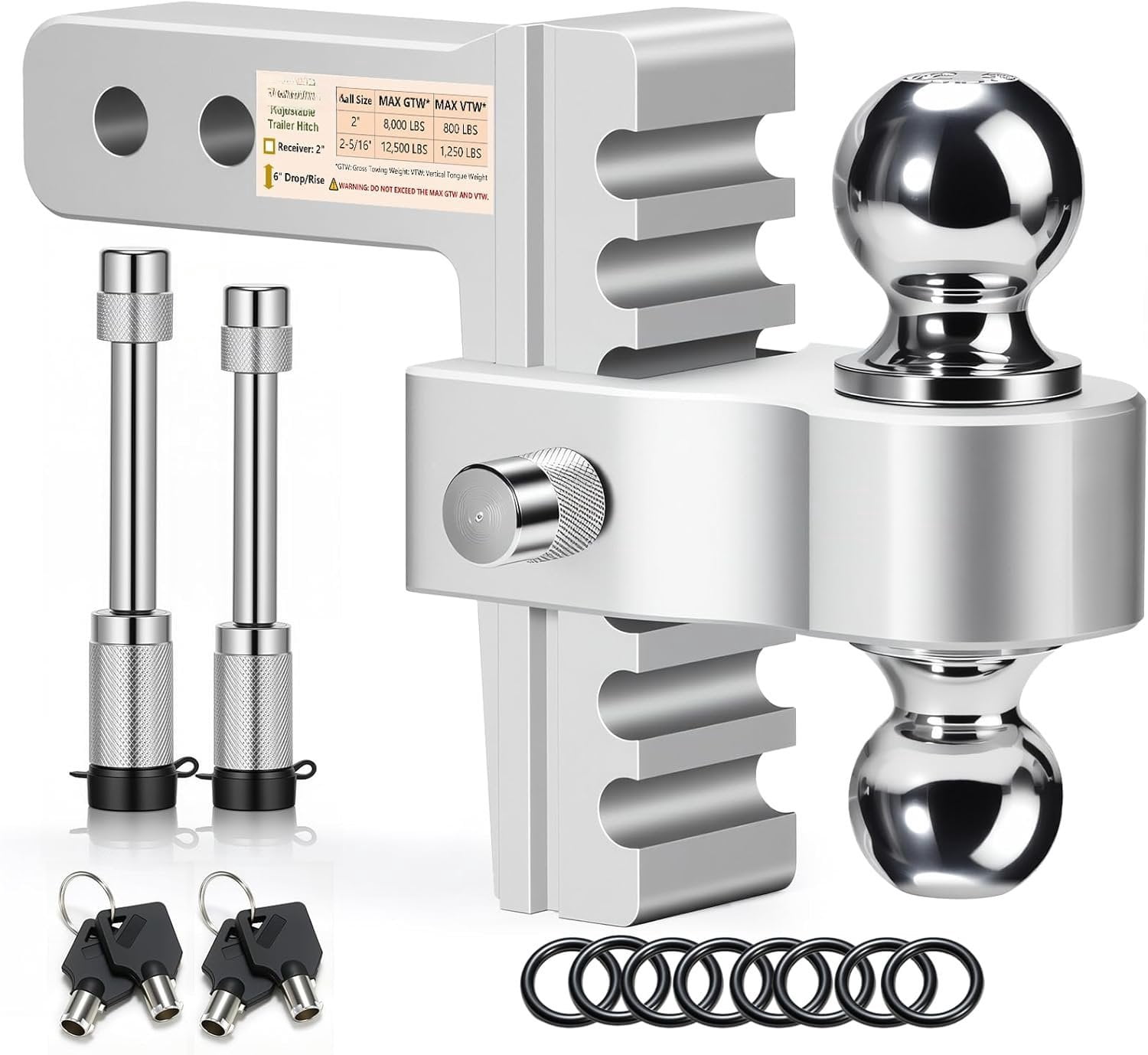 Aircraft Adjustable Trailer Hitch for 2 Inch Receiver, Tow Dual Ball 2 ...