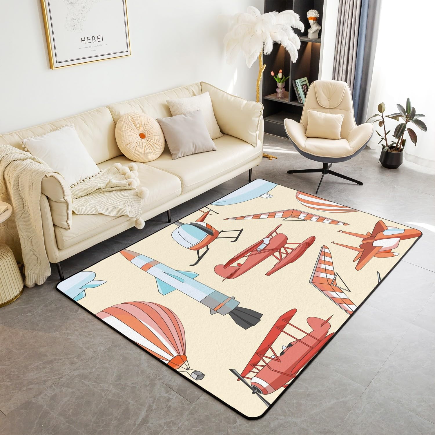 Aircraft Area Rug Vintage Airplane Non Slip Rug fors Flying Plane ...