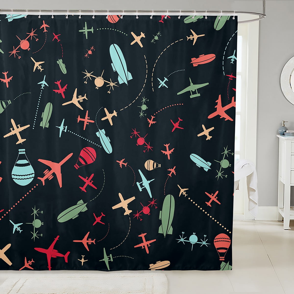 Aircraft Bath Curtain Military Theme Airplane Fabric Shower Curtain 72 ...