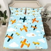 Cute Aircraft Fitted Sheet Twin,Airplane Kawaii Bed Sheets Helicopter ...