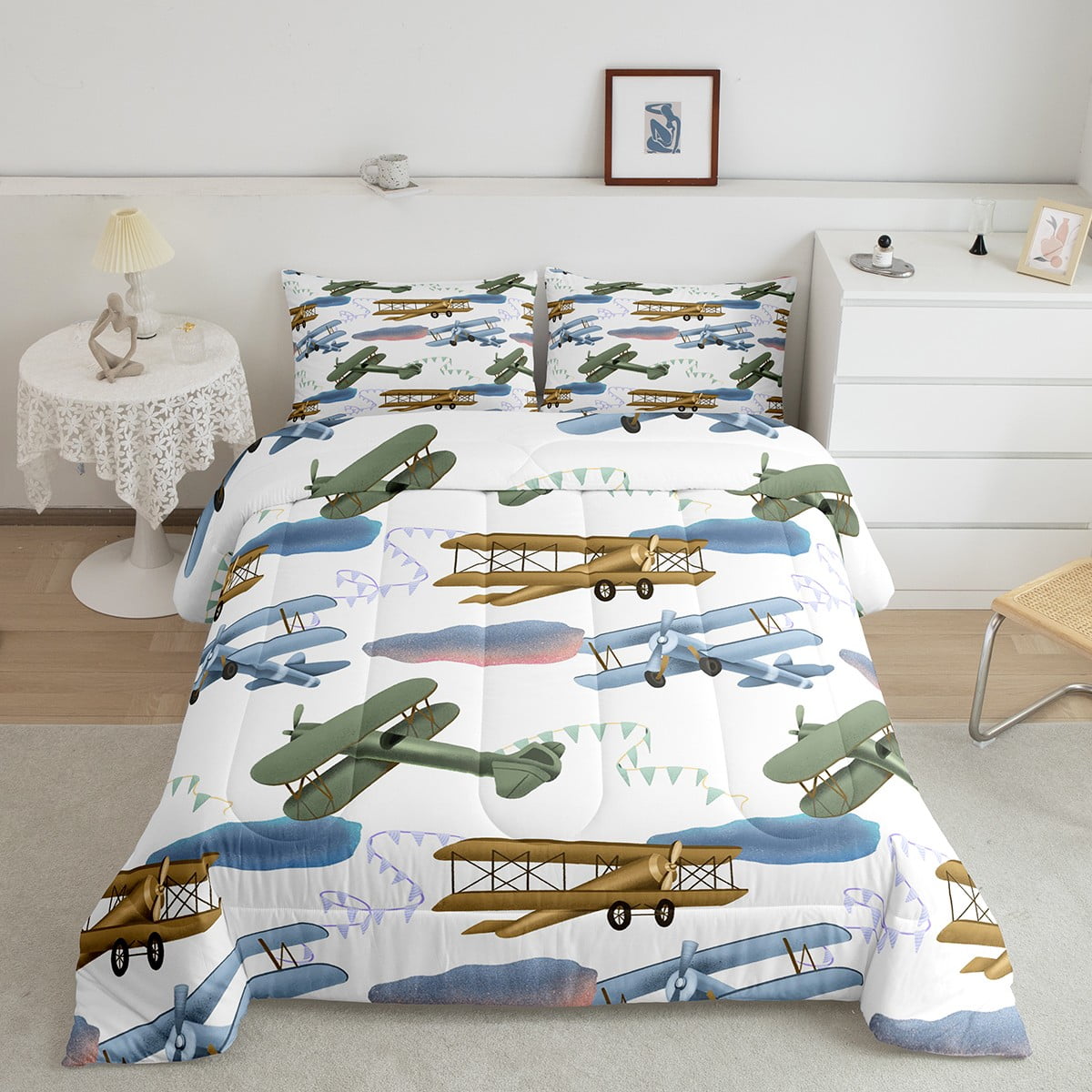 Aircraft Bedding Set Airplane King Comforter Set ,Helicopter Aircraft ...