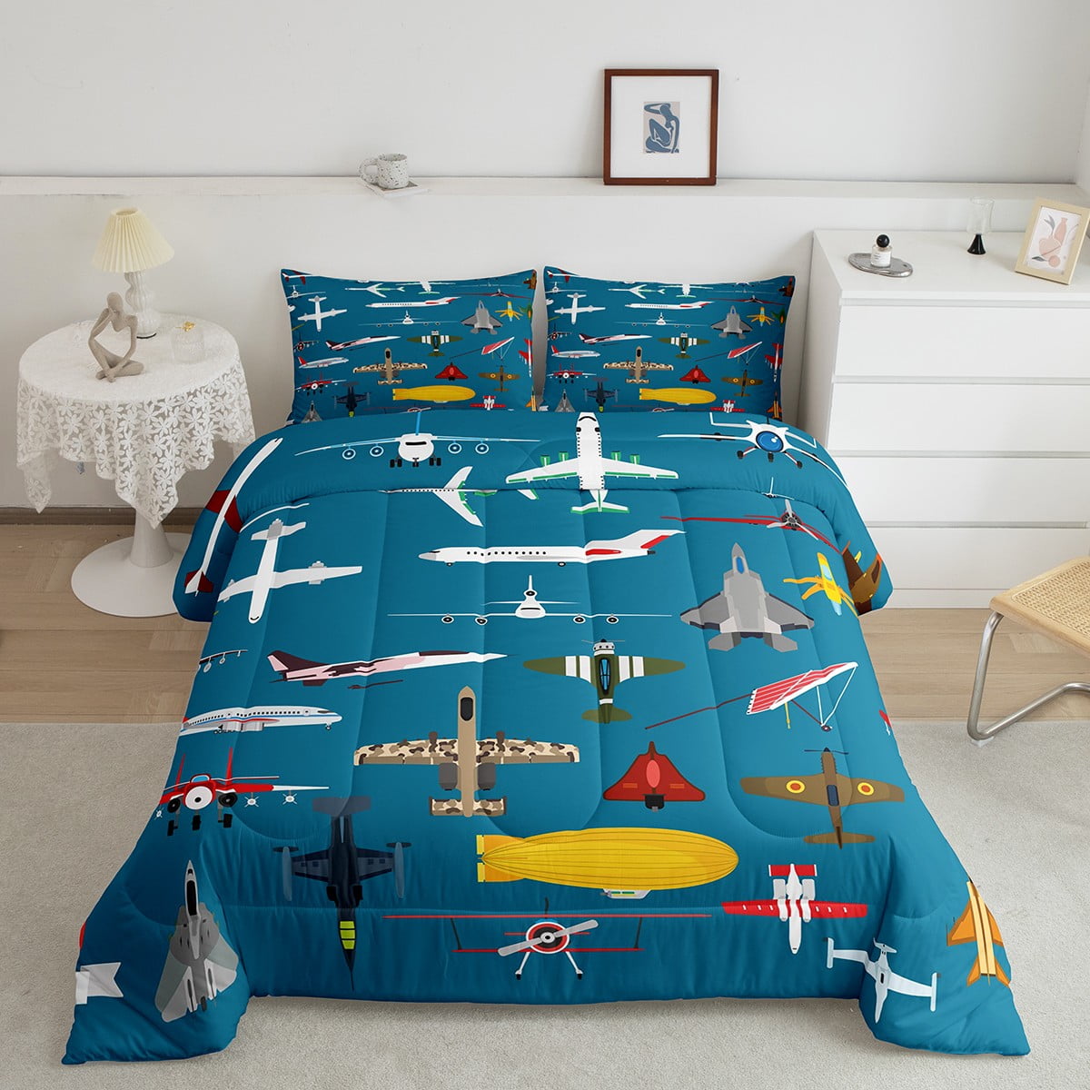 Aircraft Bedding Set Airplane King Comforter Set for Boys Kids Girls ...