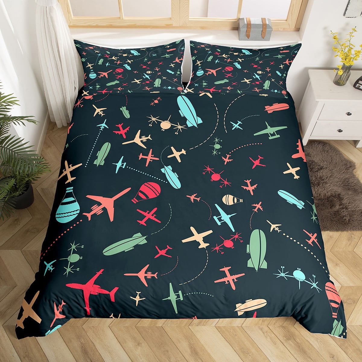 Aircraft Bedding Set Military Theme Airplane Duvet Cover King,Missile ...