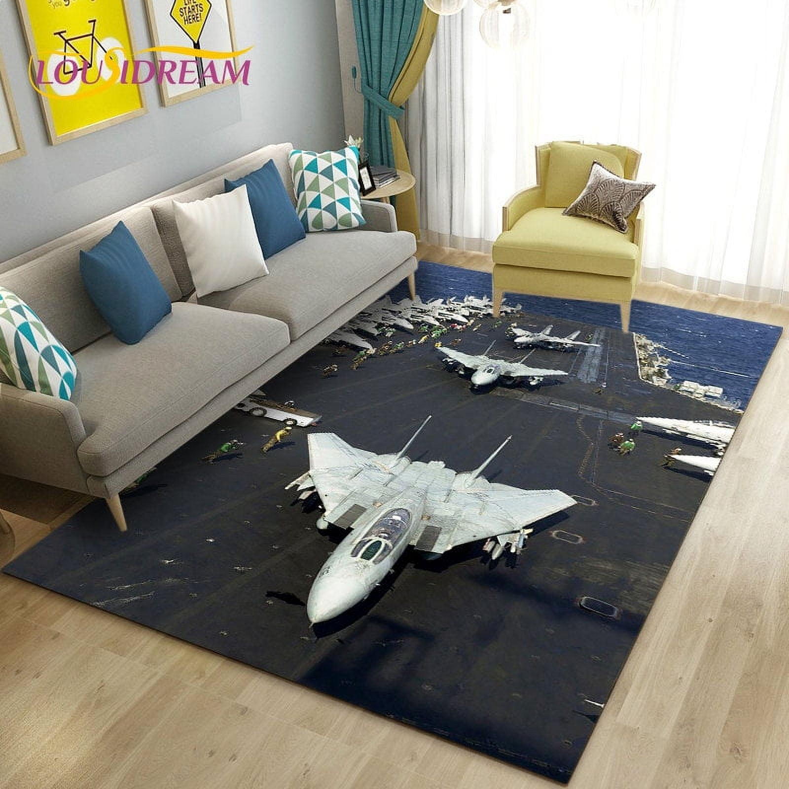 Aircraft Carrier Area Rug Large Carpet Rug for Living Room Bedroom Sofa ...