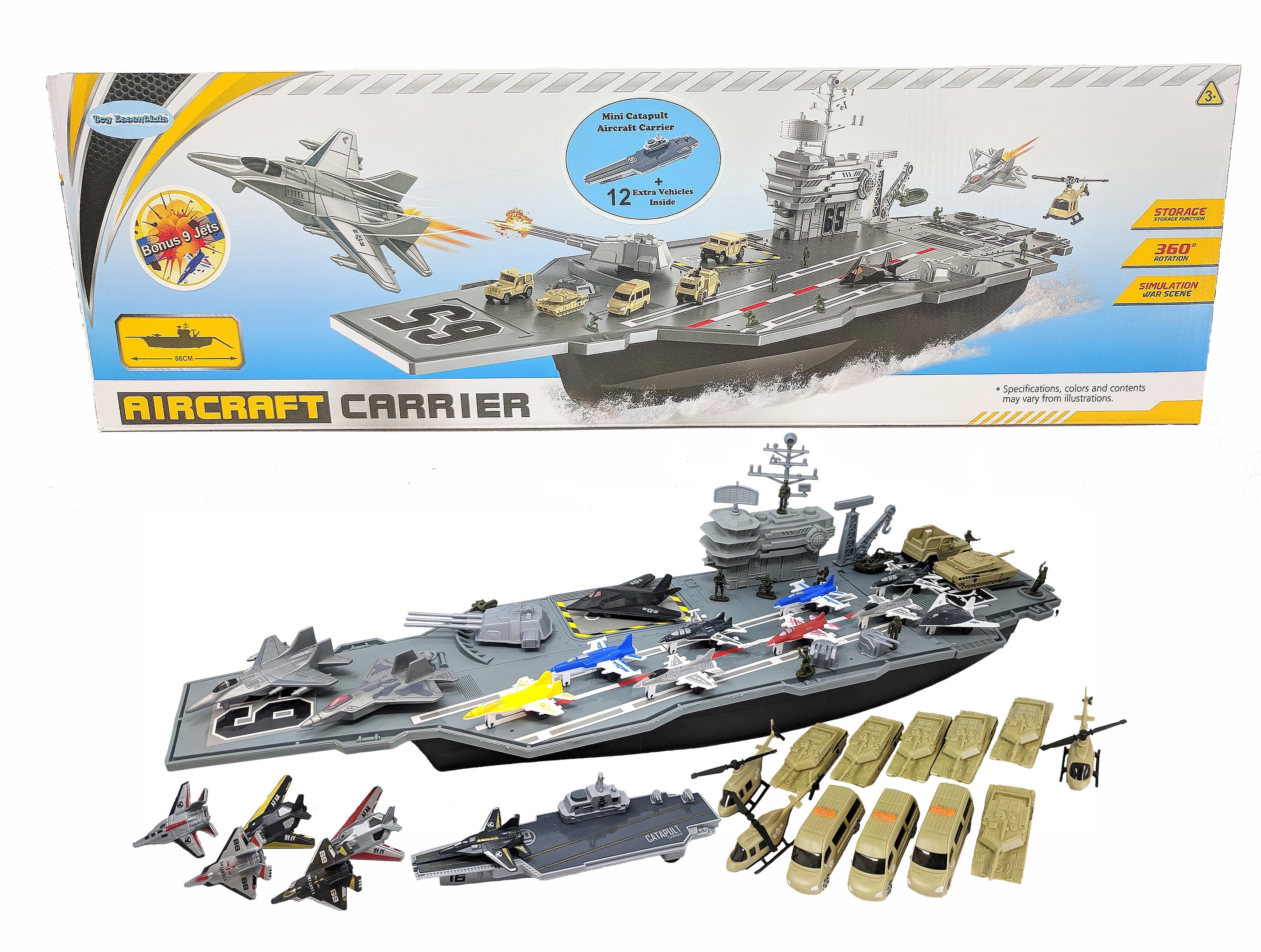 Aircraft Carrier Toy with Warplanes Fighter Jets Launching Planes ...