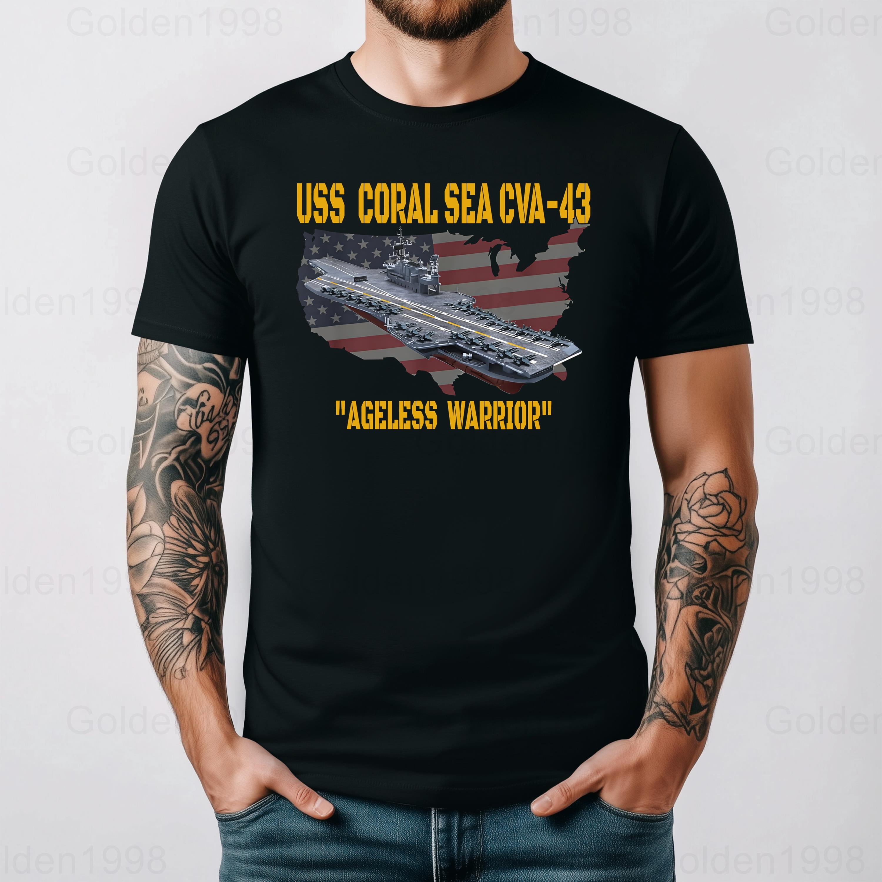 Aircraft Carrier USS Coral Sea CVA 43 Naval Veteran Tribute Graphic Tee,for men & women up to ...