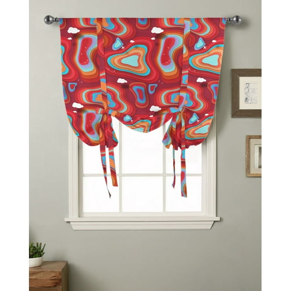 Aircraft Cloud Gradient Color Block Abstract Red Kitchen Short Window ...