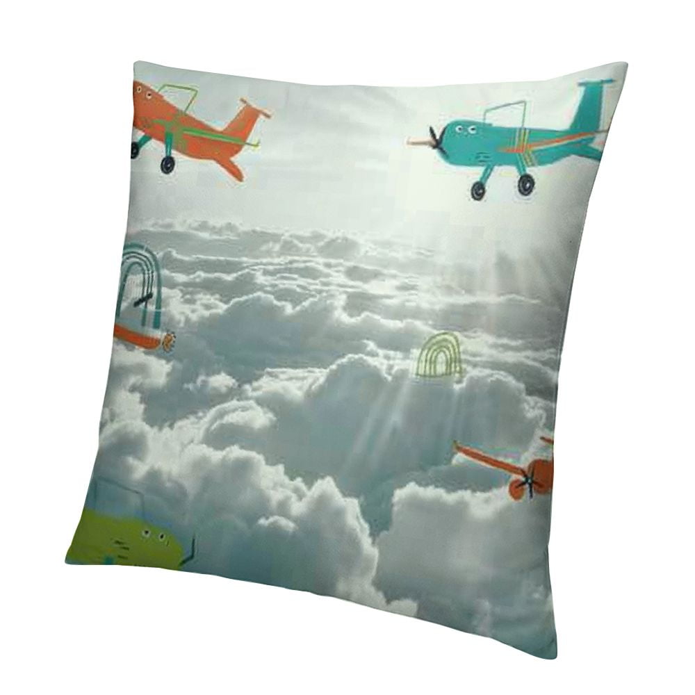 Aircraft Cushion Cover Rainbow Throw Pillow Cover for Boys Kids Child ...