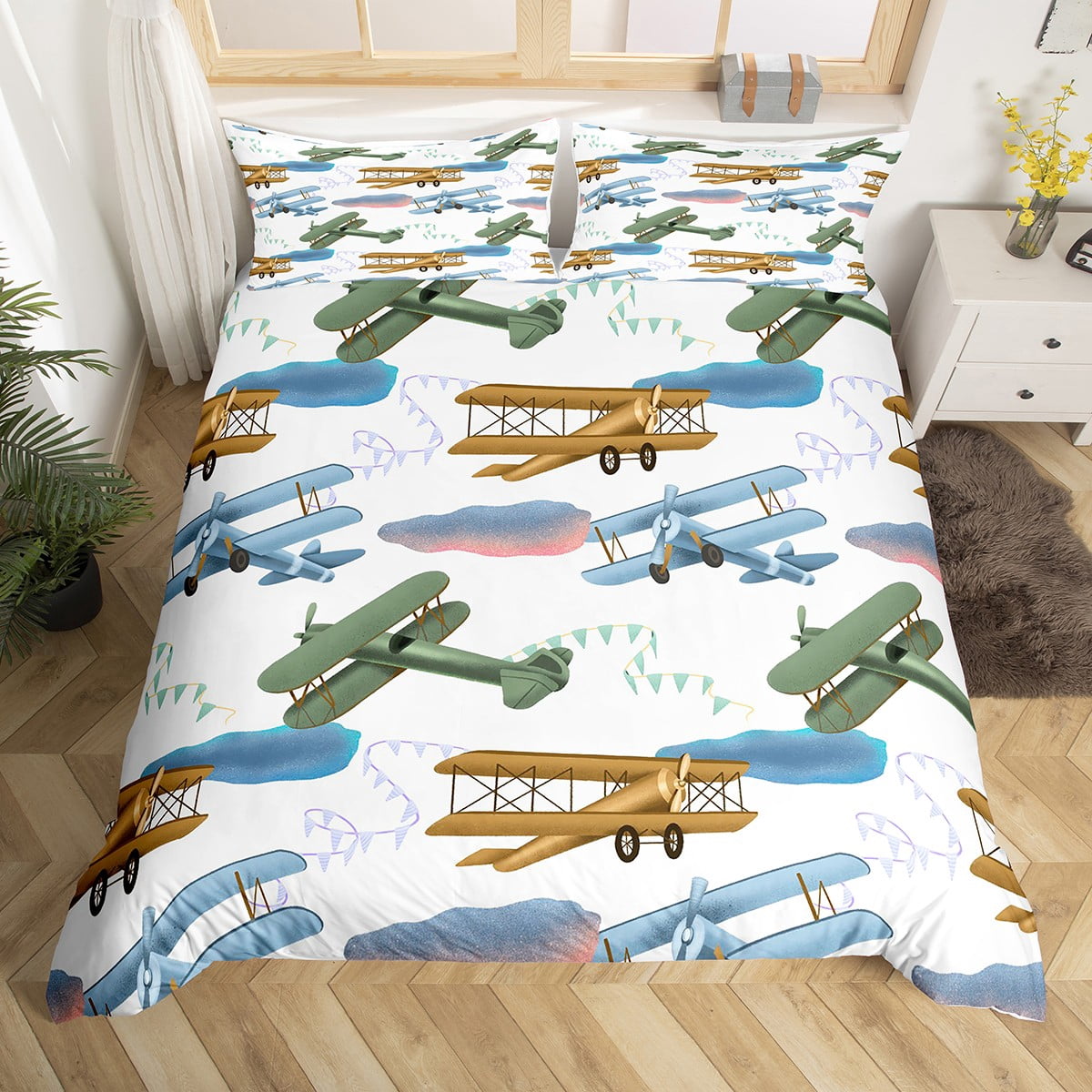 Aircraft Duvet Cover Airplane King Bedding Sets for Boys Kids Child ...