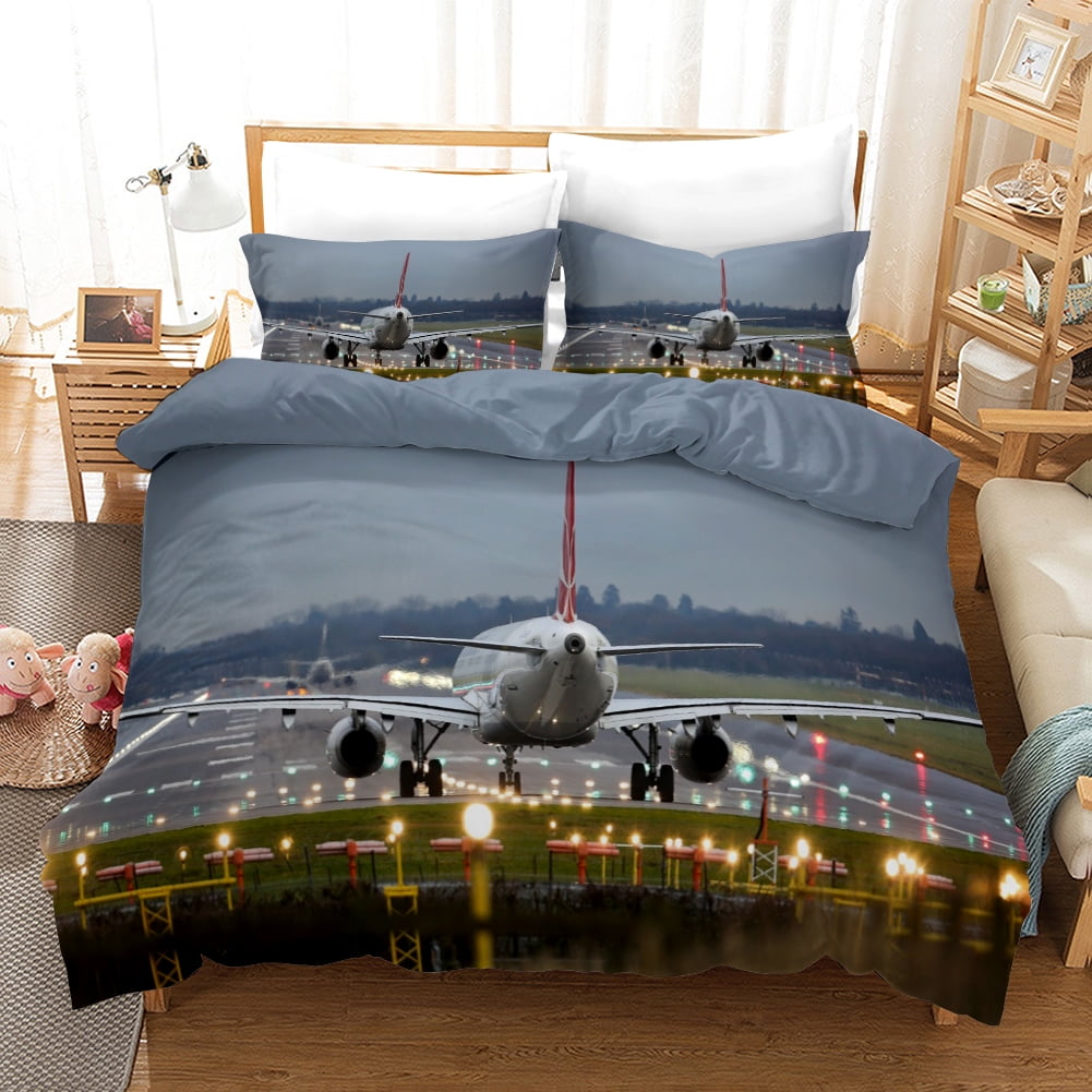 Aircraft Duvet Cover Flying Plane Bedding Set For Kids Boys Girl ...