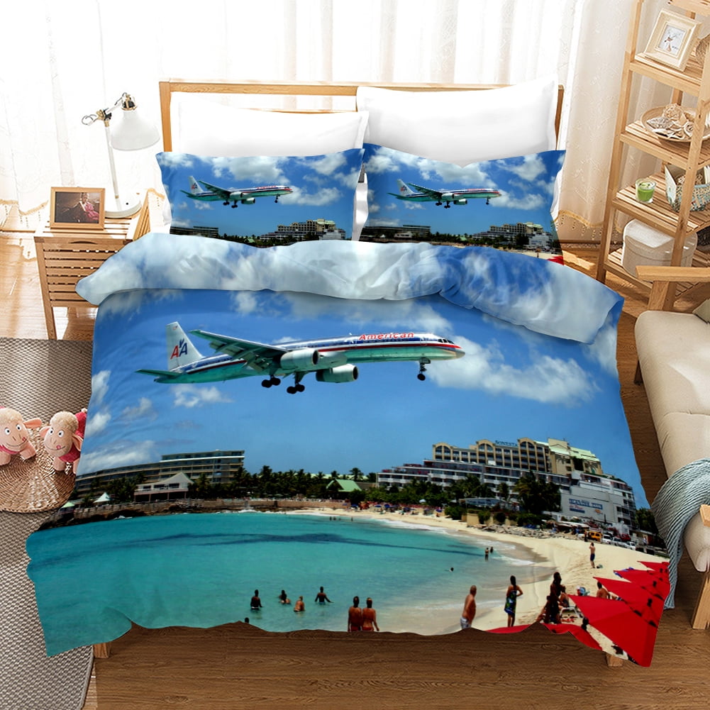 Aircraft Duvet Cover Flying Plane Bedding Set For Kids Boys Girl ...