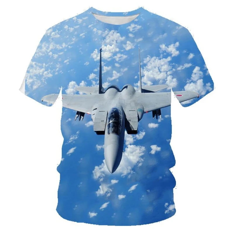 Aircraft Fighter Graphic T Shirt 3D Print Men Short sleeve Tshirts Hip ...