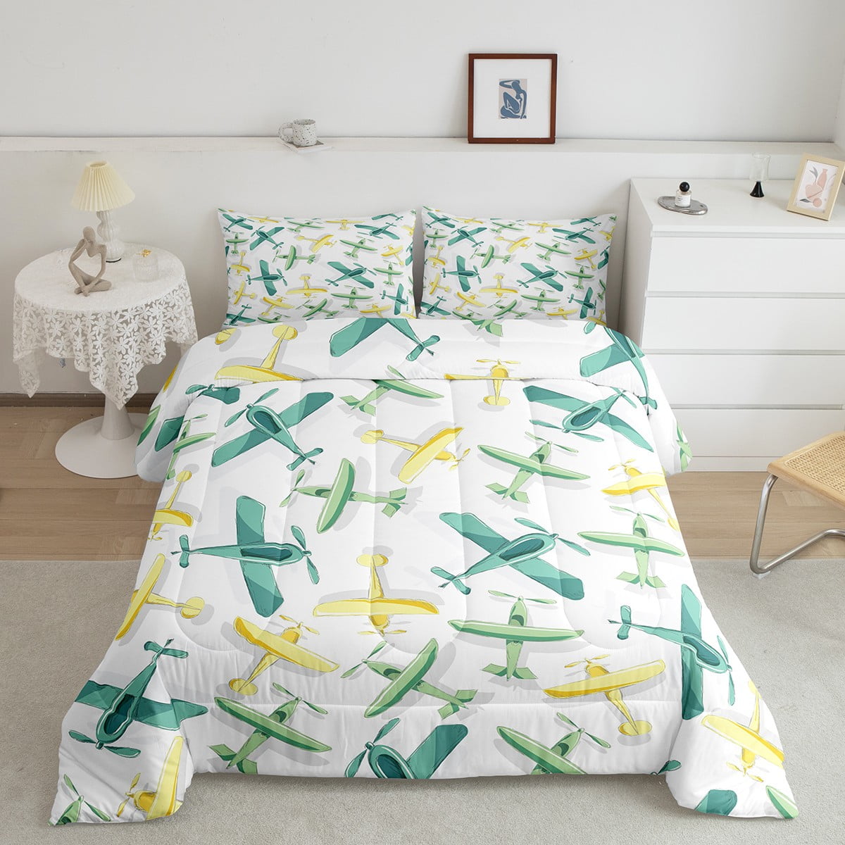 Aircraft Full Comforter Set for Boys,Cute Airplane Quilt Cartoon Plane ...