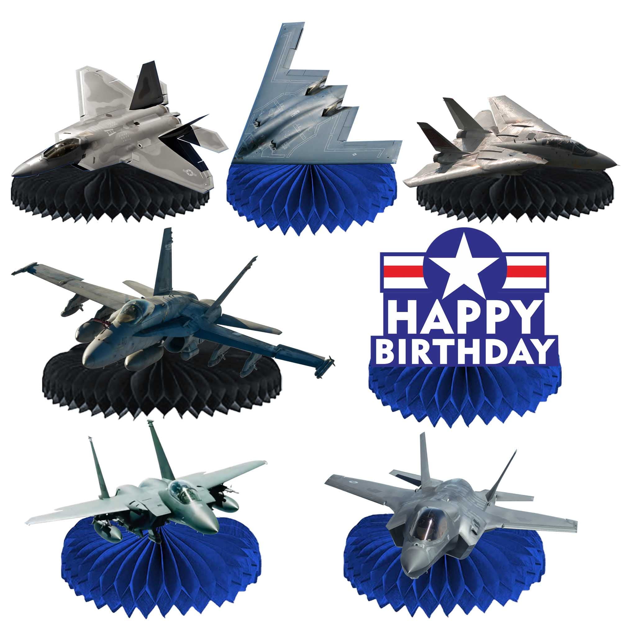 Aircraft Happy Birthday Honeycomb Centerpieces Airplane Aviation ...