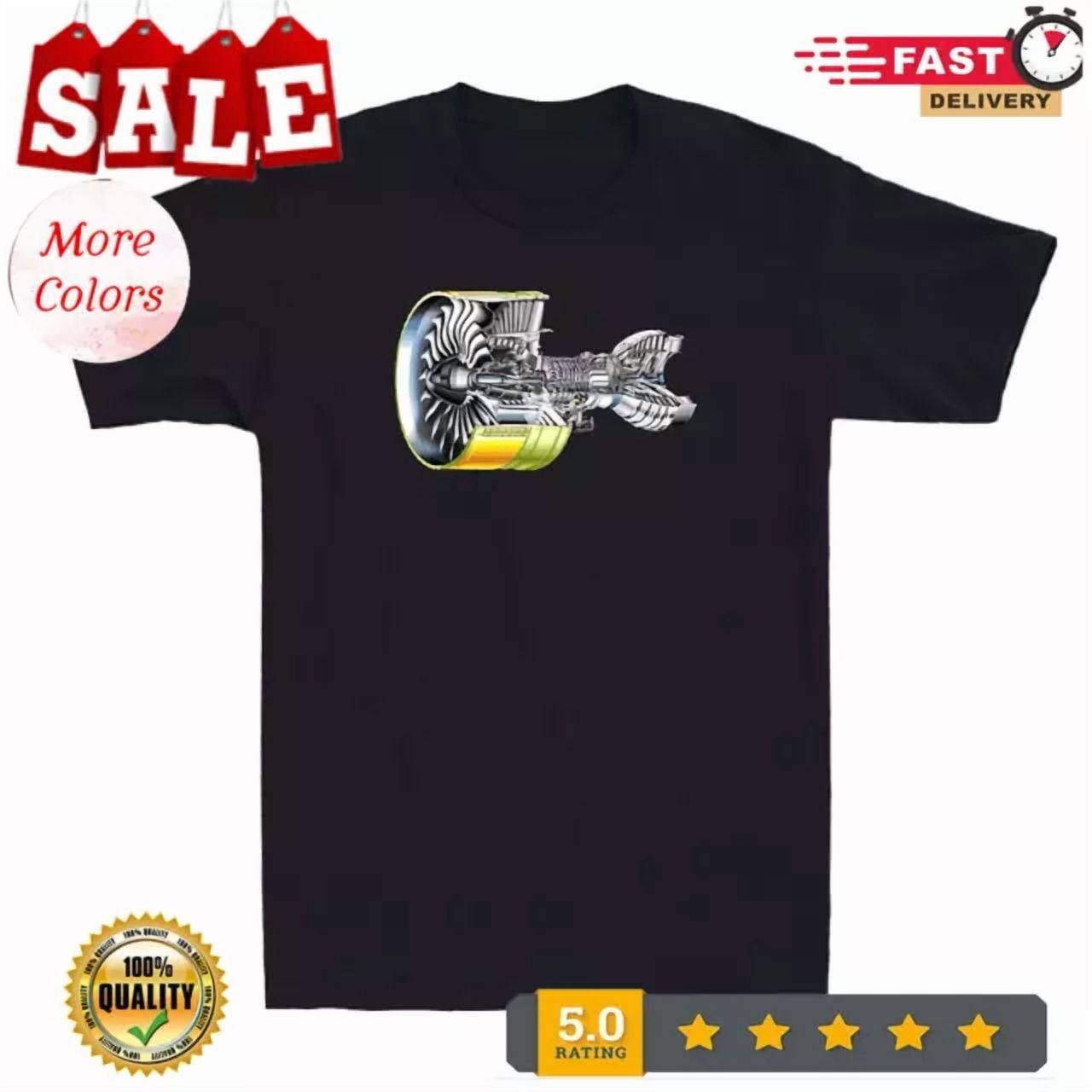 Aircraft Jet Engine Realistic Airplane Pilot Lover Gift Vintage Men'S T ...