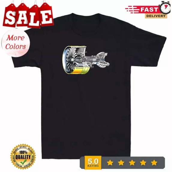 Aircraft Jet Engine Realistic Airplane Pilot Lover Gift Vintage Men'S T ...