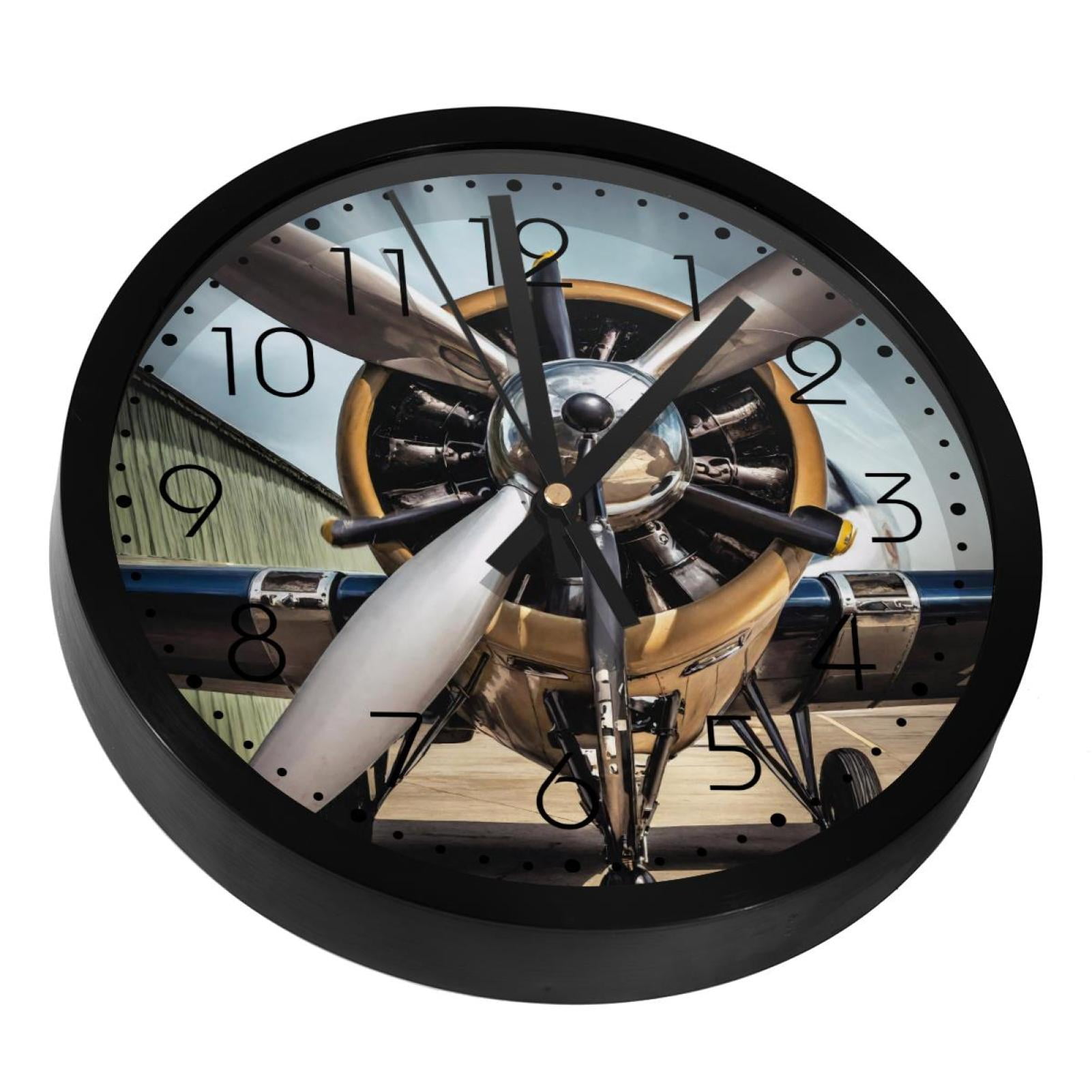 Aircraft Jet Propeller Silent Wall Clock, Non Ticking Battery Operated 9.8 Inch Wall Clocks for ...