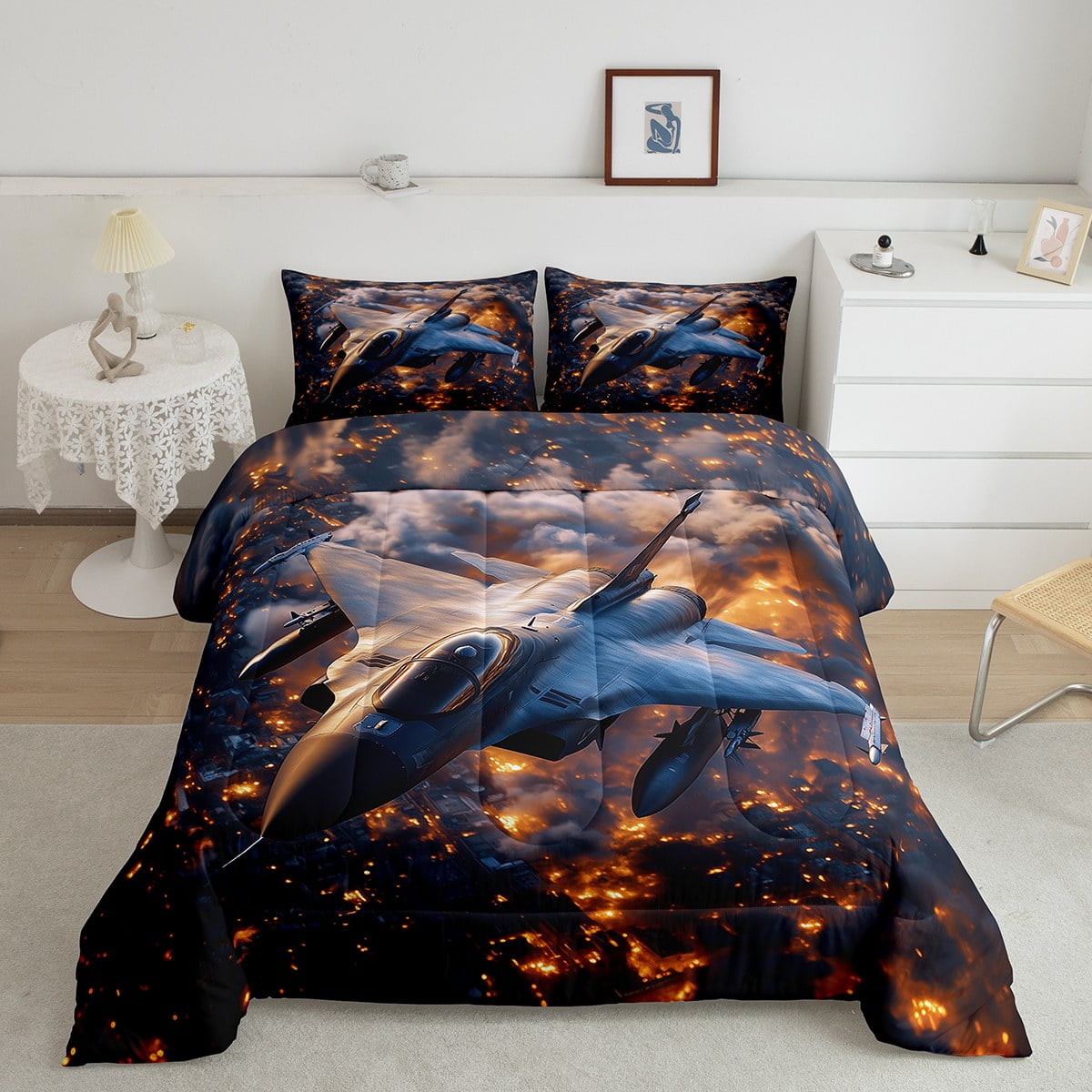 Aircraft Comforter Sets Queen,Military Fighter Aircraft Bedding ...