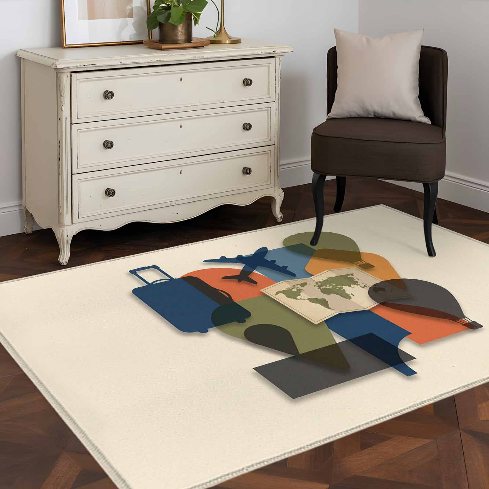 Aircraft Maps 4x6 Rug for Dining Table for 4 People Under Table ...