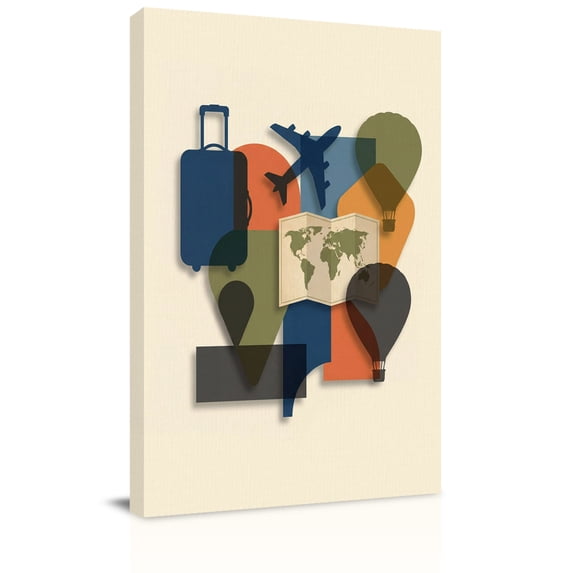 Aircraft Maps Canvas Wall Art for Living Room, Abstract Black Hot ...