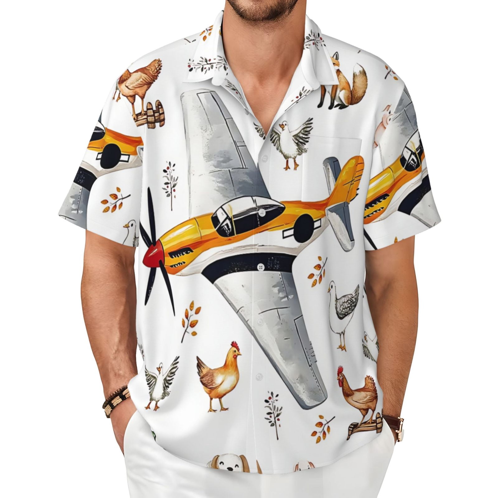 Aircraft Men'S Short-Sleeved Shirts with All-Over Prints for Indoor and ...