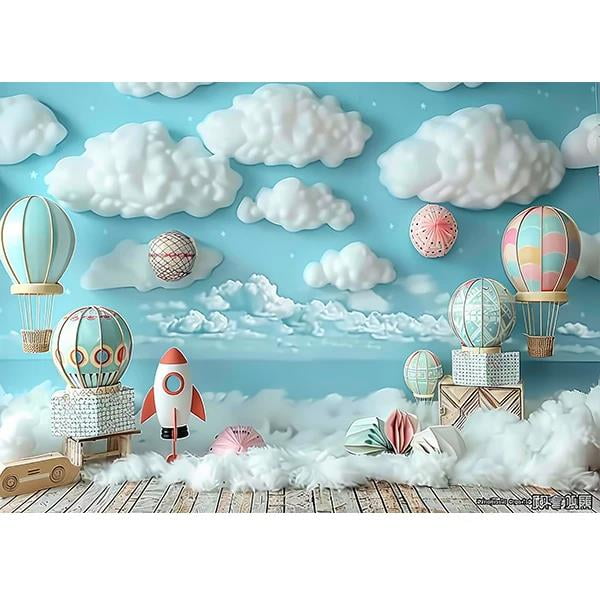 Aircraft Photography Backdrop for Photo Studio Light Blue Wall Balloon ...
